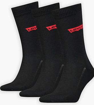 Levi's normal geschnittene Socken mit Batwing Logo aus recycelter Baumwolle - 3er-Pack - Herren - Schwarz / Schwarz