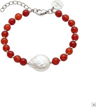 Purelei Roter Achat Pearl Armband, verstellbare L&auml;nge