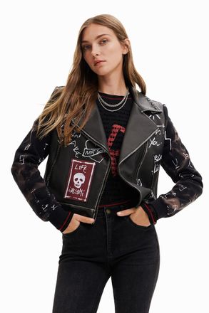 Desigual Womens CHAQ_Portland, 2000 Black PU Coat, XS