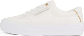 Tommy Hilfiger Baskets Vulcanisées Femme Essential Textile Semelle Compensée, Blanc (Ecru), 42
