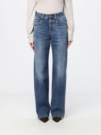 Brunello Cucinelli Jean droit taille mi-haute en denim avec Monili