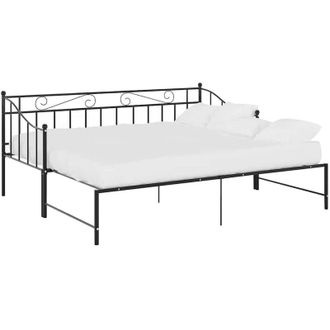 vidaXL Ausziehsofa Bettgestell Schwarz Metall 90x200 cm Vidaxl