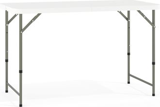 Flash Furniture Elon Klapptisch, höhenverstellbar, zusammenklappbar, Granit, Weiß, Kunststoff, 120 cm