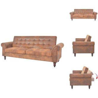 vidaXL Vidaxl - 2-Sitzer Schlafsofa mit Armlehnen K&uuml;nstliches Wildleder Braun - 2-Sitzer Sofa - Schlafsofa - Chesterfield Sofa - Wohnzimmersofa - Couch