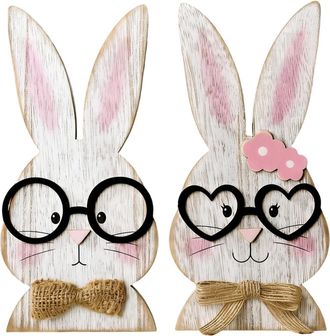 Generic Ostern-Mittelst&uuml;ck-Tischdekorationen - 2 St&uuml;ck -Tiertablett, Bauernhaus-Dekoration, Rustikales Tischschild F&uuml;r K&uuml;che, Wohnzimmer, Arbeitsplatz, Kamins