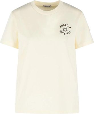 Moncler Logo Baumwoll-T-Shirt - - Tops - Damen - Beige - L