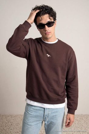 Trendyol MAN Herren Braun Animal-Print Lang Oversize Sweatshirts