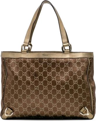 Gucci 2000-2015 GG Abbey D Ring Tote Bag aus Satin - Braun