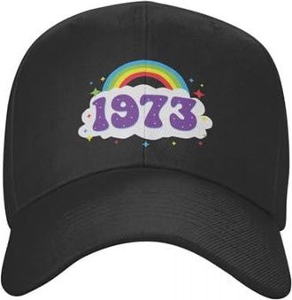 Generic Casquette de baseball personnalis&eacute;e 1973 arc-en-ciel anniversaire casquette de baseball dext&eacute;rieur femmes hommes chapeau de camionneur r&eacute;glable cadeau