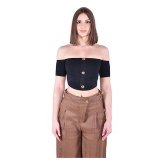 Elisabetta Franchi Boat-neck Strick Crop Top - - Tops - Damen - Schwarzk - L
