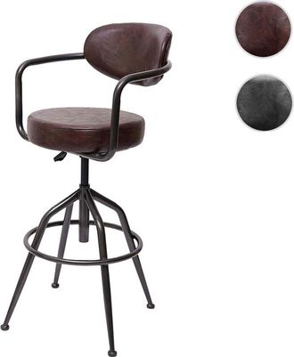 Mendler Mendler - Tabouret de bar HWC-H10f - chaise de bar tabouret de comptoir tabouret pivotant - hauteur réglable Industrial aspect daim - vin