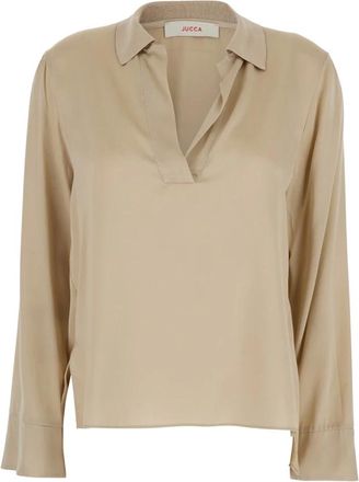 Jucca Femme, Blouses et Chemises, Beige, Taille: 42 FR Blouse &agrave; col polo et col en V