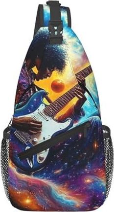 Generic Guitarist Rock Sac &agrave; bandouli&egrave;re de voyage pour homme Sac &agrave; dos de randonn&eacute;e