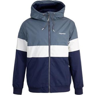 Ragwear Veste demi-saison tricolore JINIG avec capuche et cordon de serrage, Bleu pierre, L