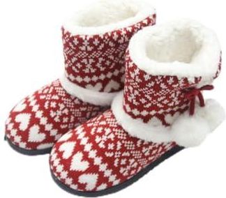 Yardwe Chaussures Dhiver Pour Femmes, Bottes En Coton Chaud &agrave; Semelle Antid&eacute;rapante, Pantoufles Dint&eacute;rieur En Peluche Rouge, Taille 37-38, Pour Maison Hiver