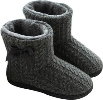 BESPORTBLE Beaupretty Bottes Dint&eacute;rieur Antid&eacute;rapantes Femme, Bottes Dhiver &Eacute;paisses En Tissu Tricot&eacute;, Semelle &Eacute;paisse, Gris, Taille 39-40, Pantoufles Confortabl