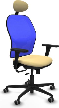 Piqueras y Crespo Ergonomischer Postural Jorquera Stuhl mit 3D-Armen, h&ouml;henverstellbarer Lendenwirbelst&uuml;tze und festem Kopfteil, ausgestattet mit Syncro/Traslack und in