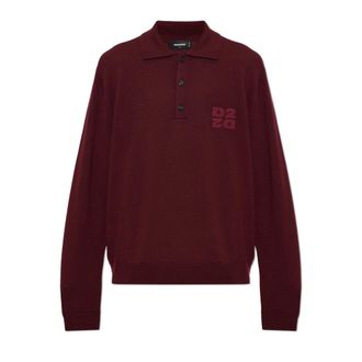 Dsquared2 Lang&auml;rmeliges Wollpoloshirt - - Knitwear - Herren - Rot - XL