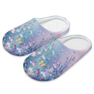 Coloranimal Chaussons de spa pour invit&eacute;s - Jetables et r&eacute;utilisables - Antid&eacute;rapants - Bout ferm&eacute;, Fleur de papillon r&ecirc;veur, 38.5/39.5 EU