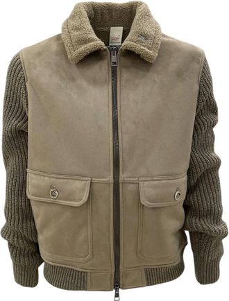 Bob Homme, Vestes, Brun, Taille: XL Giubbotto Camoscio Maniche in Maglieria