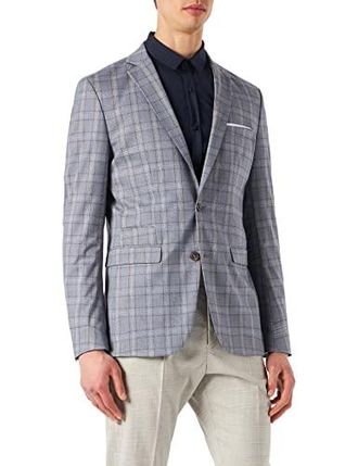 Selected Slhslim-timelogan Blu SND Chk BLZ B Noos Blazer pour Homme, Bleu Clair/Carreaux : Sable, 50