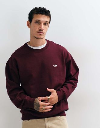 adidas Originals sweat-shirt ample &agrave; col rond en bordeaux-Rouge
