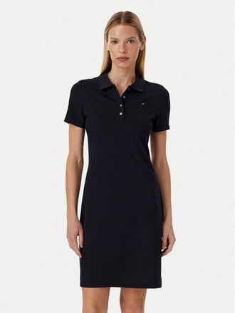 Tommy Hilfiger Kleid f&uuml;r den Alltag 1985 Slim Pique Polo Dress Ss WW0WW42048 Dunkelblau Slim Fit
