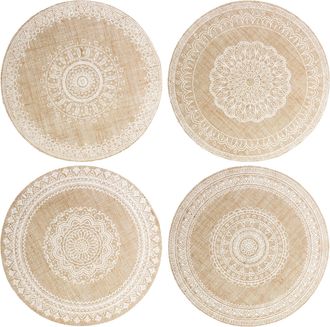 Com-Four 4X Platzteller Mandala im Vintage-Design - Tischset - runde Platzsets für Küche, Esstisch, Wintergarten - Dekoration 38 cm (Auswahl variiert)