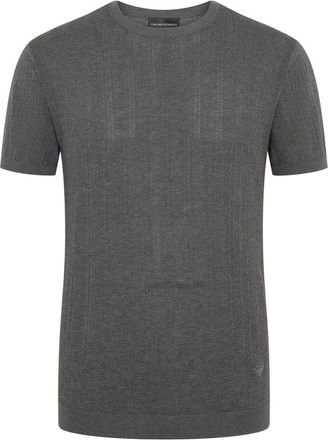 Emporio Armani Unifarbenes Feinstrick-T-Shirt aus Baumwolle in