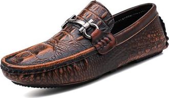 Generic Mocassins de conduite pour homme en cuir d&eacute;contract&eacute; &agrave; enfiler respirant et confortable pour homme, marron, 38 2/3 EU