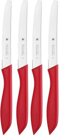 WMF Fr&uuml;hst&uuml;cksmesser Set 2-teilig, 23 cm, Br&ouml;tchenmesser Wellenschliff, Brotzeitmesser, Spezialklingenstahl, Kunststoffgriff, rot (Packung mit 2)