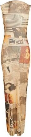 Jean Paul Gaultier Robe longue ajust&eacute;e imprim&eacute; journal