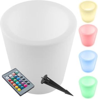 TecTake TecTake Pot de fleurs lumineux Seau champagne Bac &agrave; glace Lampe jardin LED multicolore avec telecommande 16 couleurs &Oslash;38 x 40 cm Luminaire exterieur &Eacute;