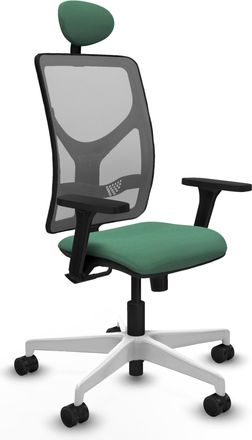 Piqueras y Crespo Ergonomischer Stuhl aus Netzstoff mit 3D-Armlehnen, h&ouml;henverstellbarer Lendenwirbelst&uuml;tze und festem Kopfteil, ausgestattet mit 3 Positionen und Schne