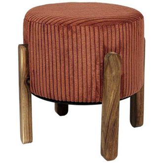 The Home Deco Factory Tabouret en velours c&ocirc;tel&eacute; Scott