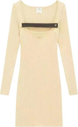 Courr&egrave;ges Femme, Robes, Beige, Taille: 42 FR Racer Mini Dress