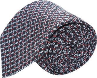 Ferragamo Cravate jacquard en soie &agrave; motif Gancini - Homme - Accessoires - Bleu - Taille: ONE Size