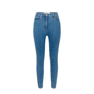 Elisabetta Franchi Femme, Jeans, Bleu, Taille: W32 Jean skinny taille haute avec d&eacute;tail logo