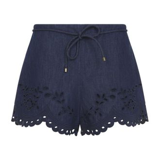 Zimmermann Mahon Broderie Denim Short - - Shorts - Damen - Blau - L