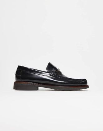 Noak Made in Portugal - Penny-Loafer aus Leder in Schwarz mit goldfarbener Spange