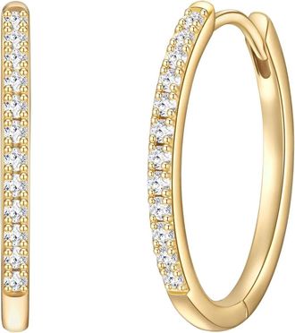 Glanzst&uuml;cke M&uuml;nchen Ohrringe - Sterling Silber Creolen Zirkonia - Gr. unisize - in Gold - f&uuml;r Damen