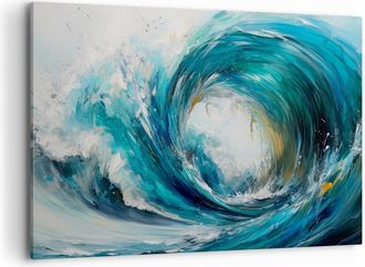 Arttor Bilder auf Leinwand 100x70cm Leinwandbild mit Rahmen Ozean Welle St&uuml;ck Gro&szlig; Wanddeko Bild Schlafzimmer K&uuml;che Deko Wandbilder Dekoration Wohnzimmer Wal