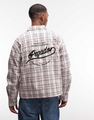 Pegador Pegador - Soglio - Chemise oversize en flanelle &agrave; carreaux - Rose poudr&eacute; d&eacute;lav&eacute;