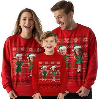 Generic Pull de Noël personnalisé avec votre photo - Pull de Noël assorti pour la famille - Pull de Noël amusant pour homme, femme et enfant Idée cadeau uniqu