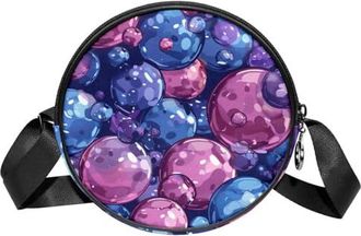 Generic Sac &agrave; bandouli&egrave;re rond pour femme, motif bulles de dessin anim&eacute;, petit sac &agrave; dos &agrave; bandouli&egrave;re avec fermeture &eacute;clair, bretelles r&eacute;glables, sac &agrave; main 