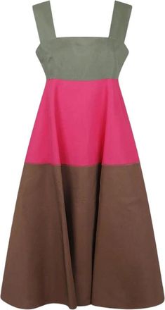 Marni Robe mi-longue &agrave; col carr&eacute; colorblock - Femme - Robes - Multicolore - Taille: 34 FR