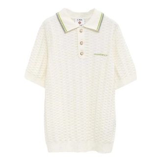 Casablanca Texturiertes Poloshirt mit Knopfleiste - - Knitwear - Herren - Wei&szlig; - L