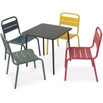 Sweeek Salon de jardin enfant. table et chaises m&eacute;tal enfant - Anna - Multicolore. 4 places. table et chaises. 48x48cm
