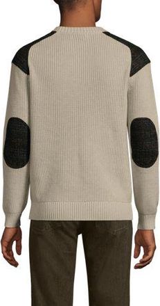 Lands End Harris Tweed Strickpullover mit Tweed-Patches, Damen, Größe:48-50 regular, Beige, Baumwolle, by Lands End