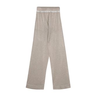 Lorena Antoniazzi Taupe Gestrickte Straight-Leg Hose - - Trousers - Damen - Grau - S
